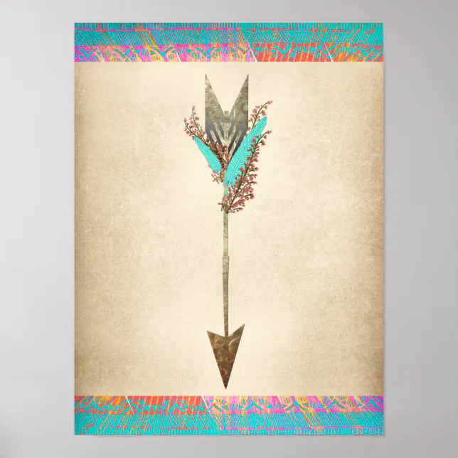Rustic Floral Bohemian Arrow Poster | Zazzle
