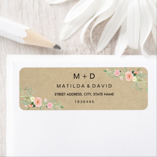 Rustic Floral Boho Wedding Address Label | Zazzle