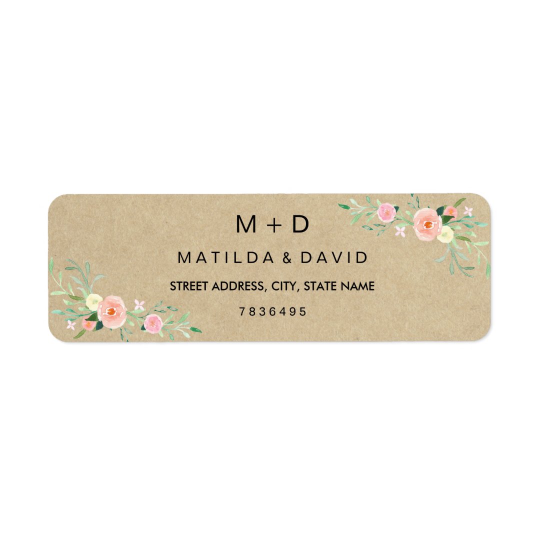 Rustic Floral Boho Wedding Address Label | Zazzle