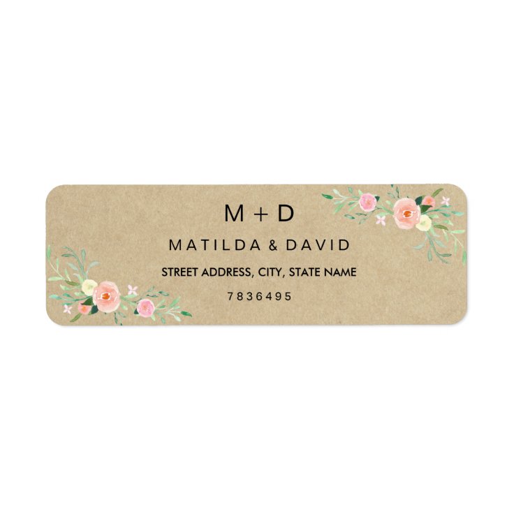 Rustic Floral Boho Wedding Address Label | Zazzle