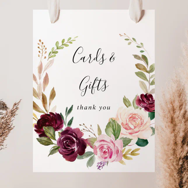 Rustic Floral Botanical Cards and Gifts Sign | Zazzle