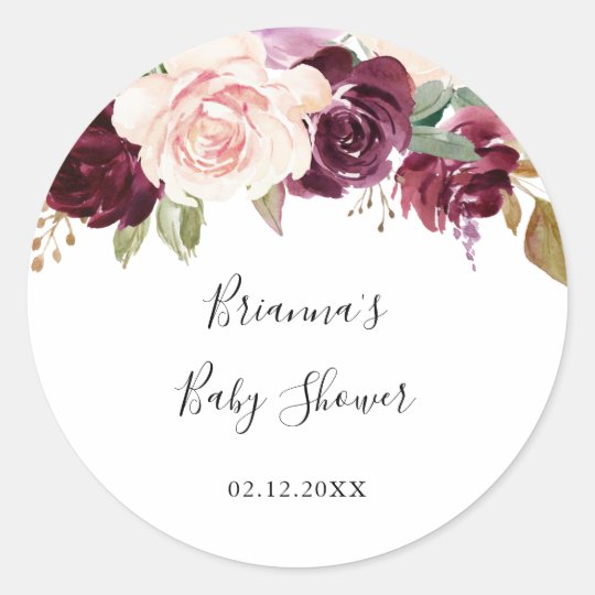 Rustic Floral Botanical Foliage Baby Shower Favor Classic Round Sticker ...