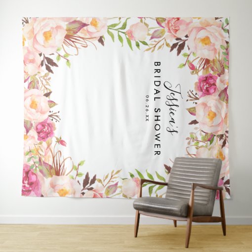 Rustic Floral Bridal Shower Backdrop | Zazzle