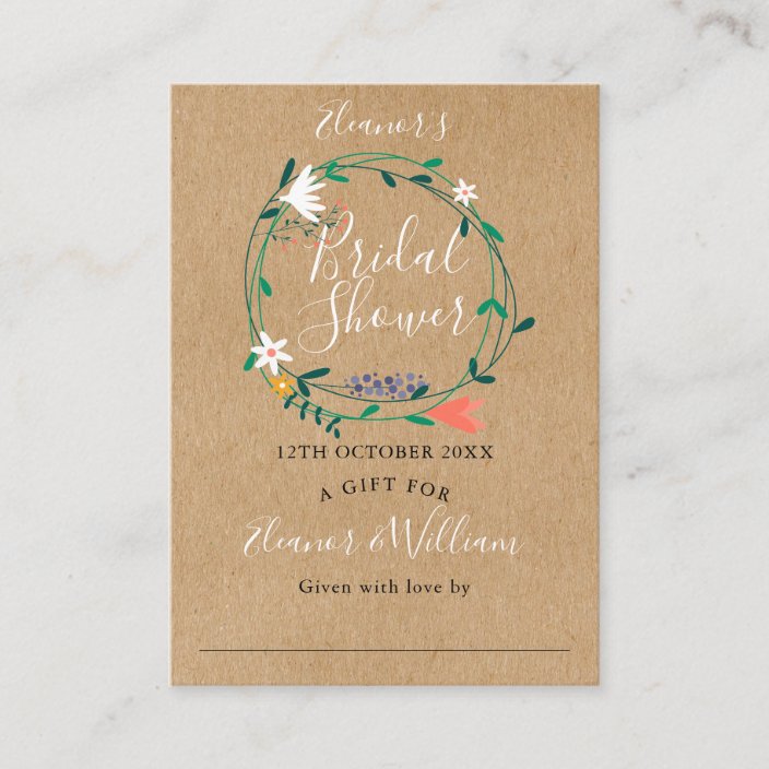 Rustic Floral Bridal Shower Display Card and Tag | Zazzle.com