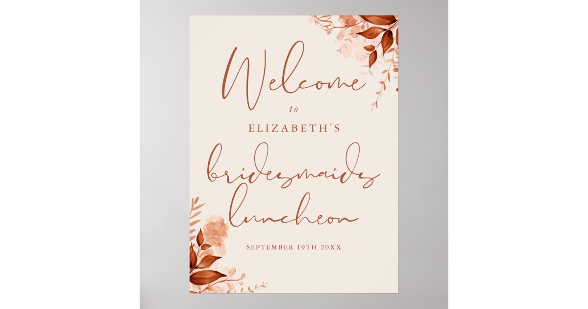 Rustic Floral Bridesmaids Luncheon Welcome Sign | Zazzle