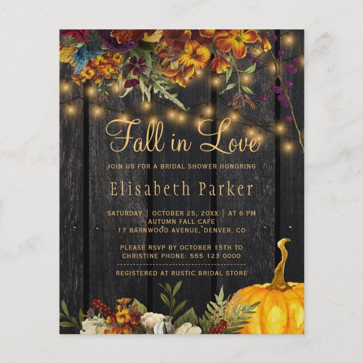 Rustic floral budget bridal shower Invitation Flyer | Zazzle