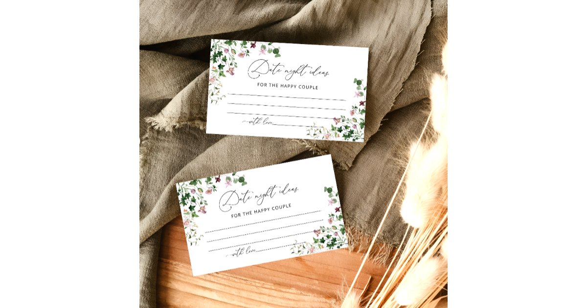 Rustic Floral Date Night Ideas Card | Zazzle