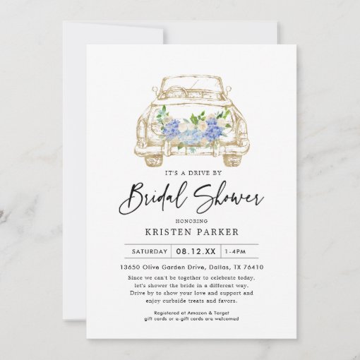 Rustic Floral Drive By Bridal Shower Invitation | Zazzle