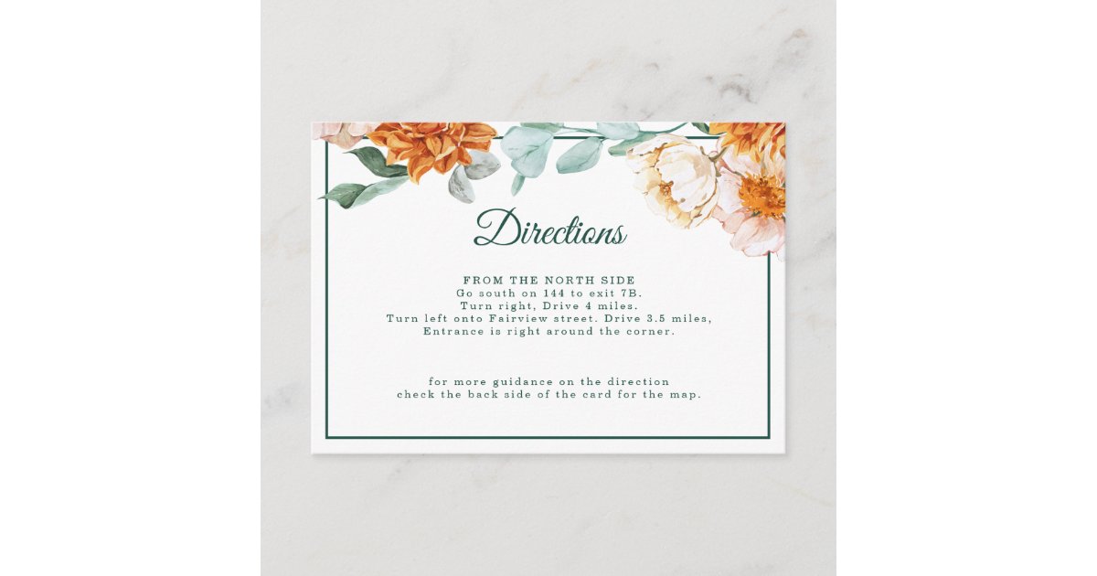 Rustic Floral Elegant Direction Details Wedding Enclosure Card | Zazzle