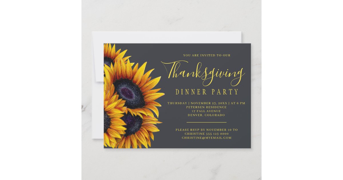 Rustic floral elegant Thanksgiving dinner party Invitation | Zazzle