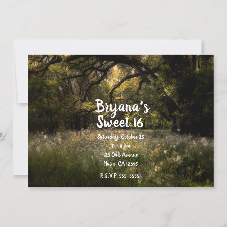 Rustic Floral Enchanted Forest Tree Sweet 16 Party Invitation | Zazzle