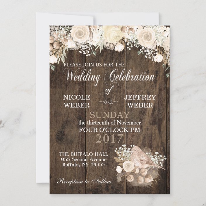 Rustic Floral Flower Country Wood Wedding Invitation | Zazzle.com