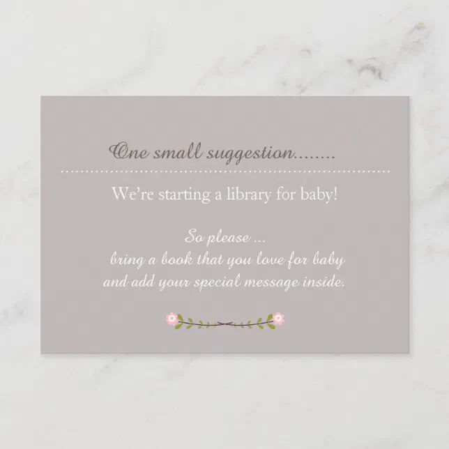 Rustic Floral Girl's Baby Shower Note Insert | Zazzle