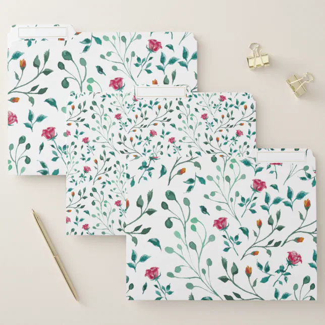 Rustic Floral & Green Foliage Pattern File Folder | Zazzle