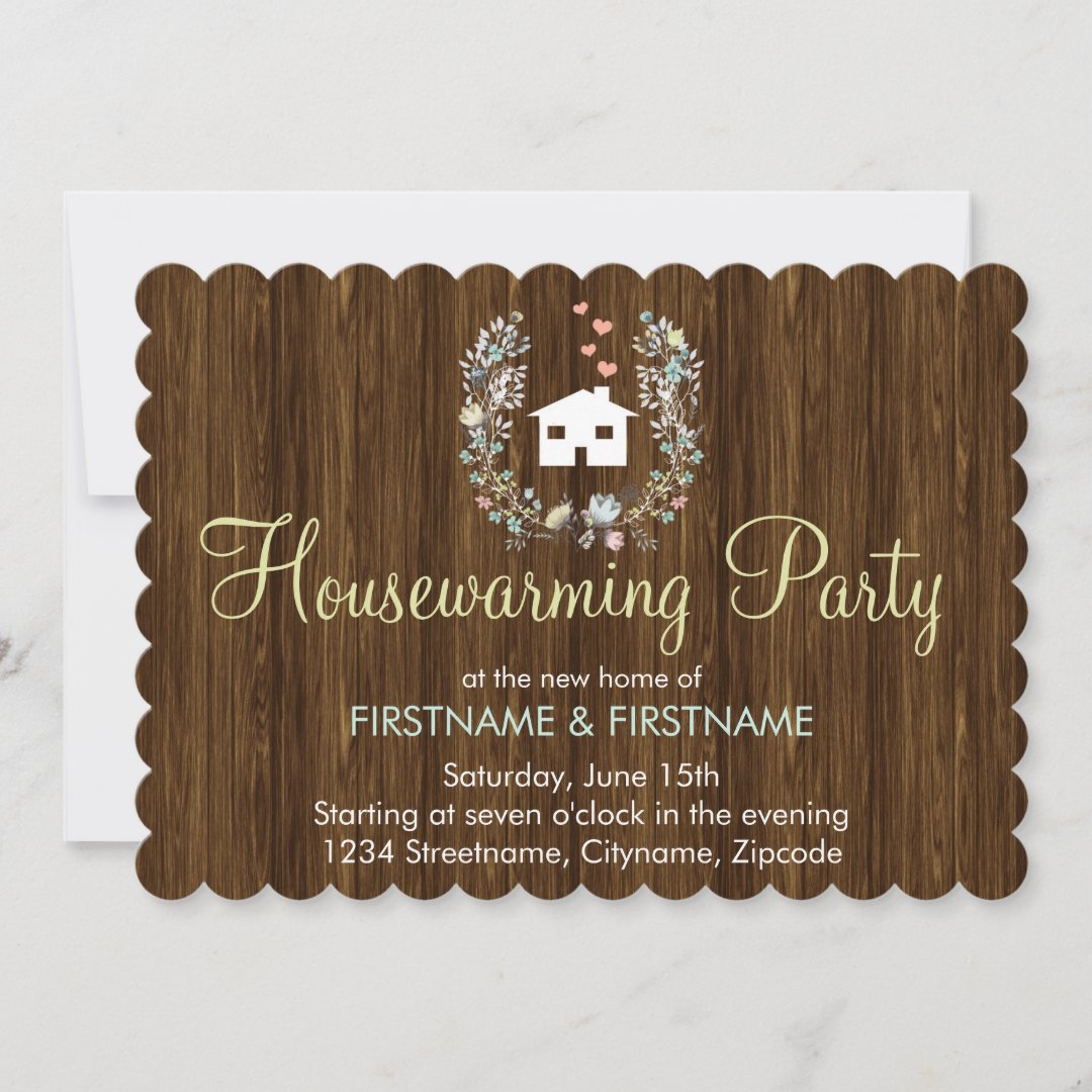 Rustic Floral Housewarming Party Invitations | Zazzle