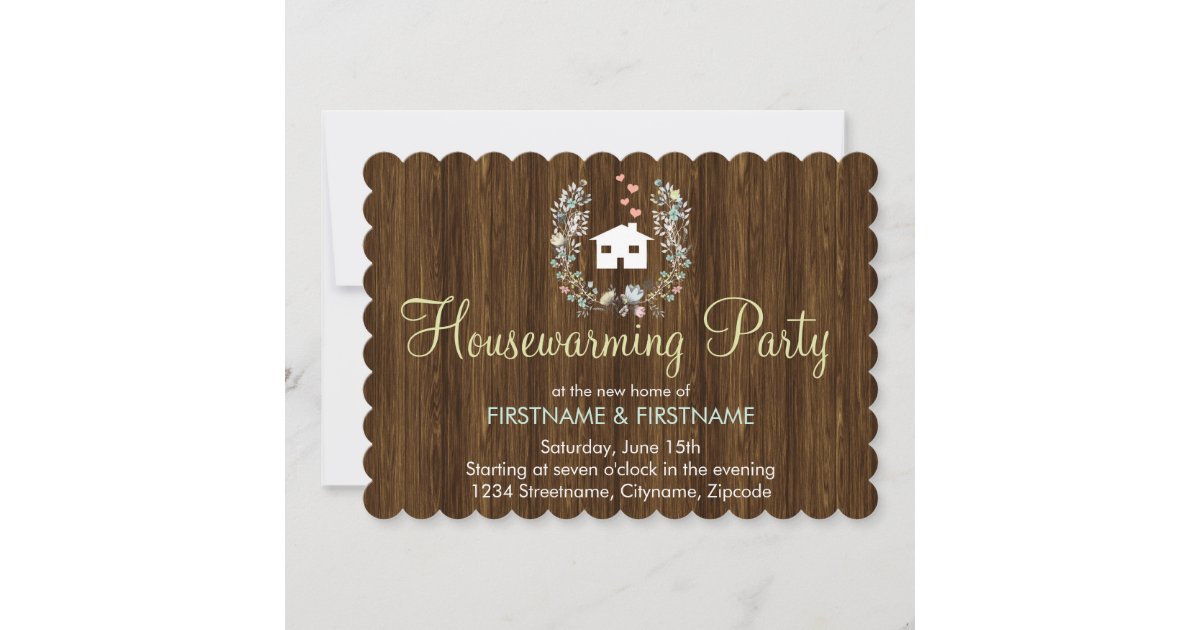 Rustic Floral Housewarming Party Invitations | Zazzle