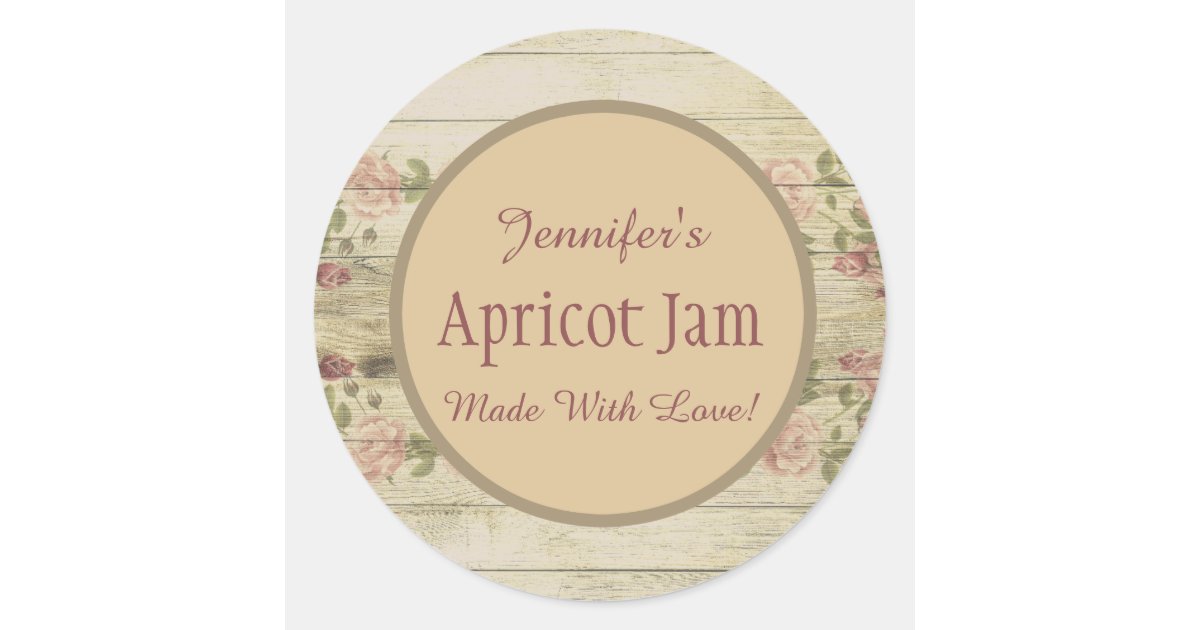 Rustic Floral Jelly Jam Custom Jar Baking Bakery Classic Round Sticker ...