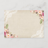 Rustic Floral Lace Burlap Wedding Details Enclosure Card | Zazzle