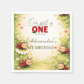 Rustic Floral Lady Bug 1st Birthday Napkins | Zazzle