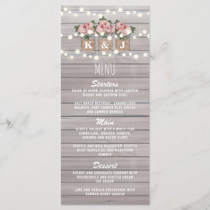 Rustic Floral Mason Jar Menu | Zazzle.com