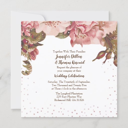 Rustic Floral Mauve Wedding Invitation | Zazzle