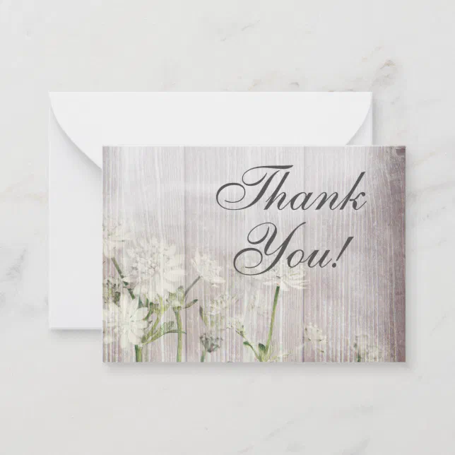 Rustic Floral Modern Thank You Note Card | Zazzle