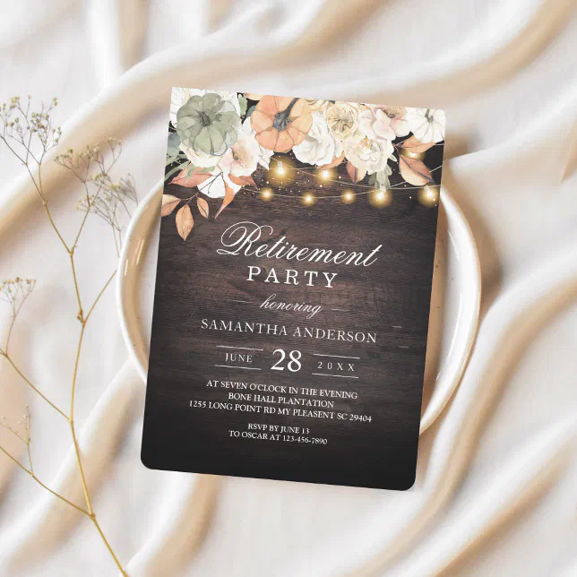 Rustic Floral Retirement Party Invitation | Zazzle