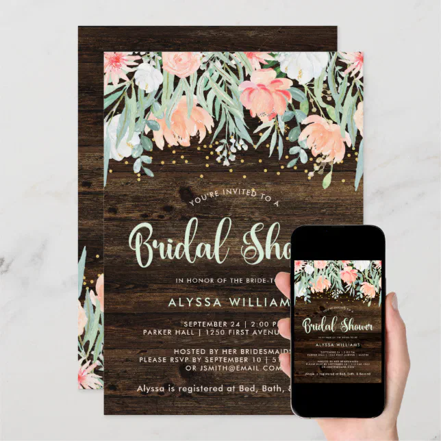 Rustic Floral Romance | Bridal Shower Invitation | Zazzle