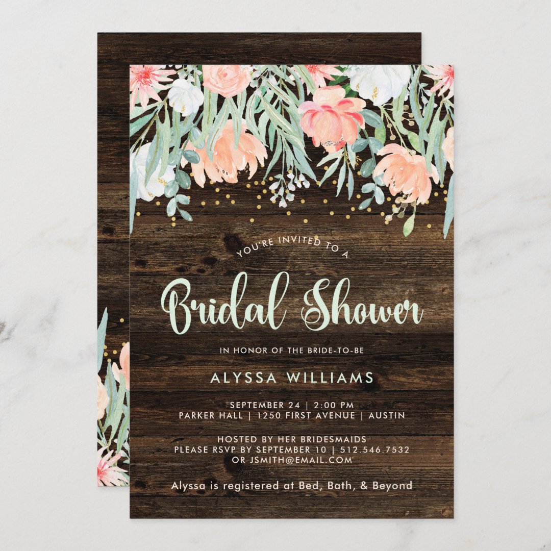 Rustic Floral Romance | Bridal Shower Invitation | Zazzle