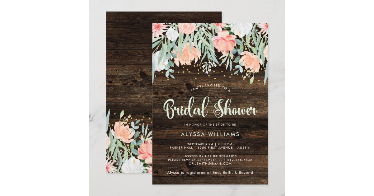 Rustic Floral Romance | Bridal Shower Invitation | Zazzle