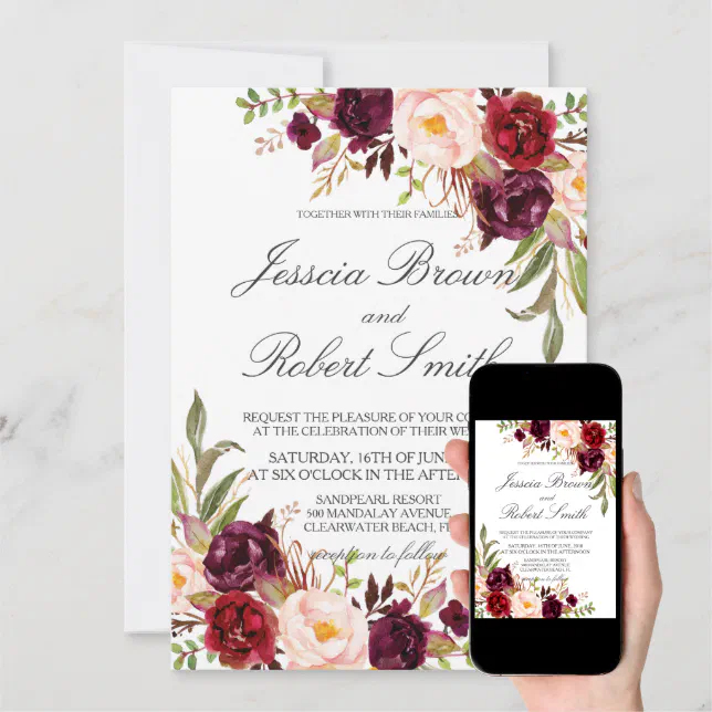 Rustic Floral, Rustic Wedding Invitation | Zazzle