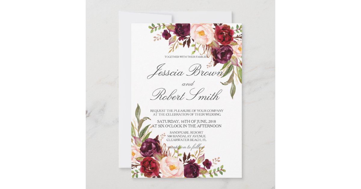 Rustic Floral, Rustic Wedding Invitation | Zazzle