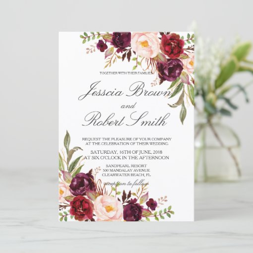 Rustic Floral, Rustic Wedding Invitation | Zazzle