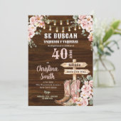 Rustic Floral Se Buscan Adult Woman Birthday Invitation | Zazzle