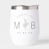 Rustic Floral Stem Wedding Monogram Thermal Wine Tumbler | Zazzle