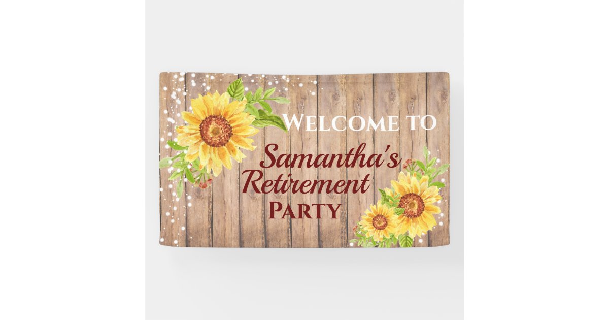 Rustic Floral Sunflower Retirement Party Banner | Zazzle