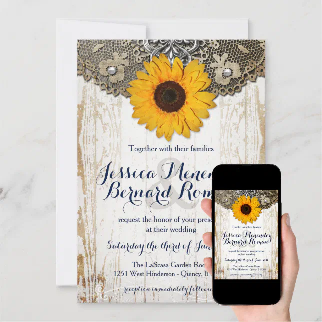 Rustic Floral Sunflower Wedding Invitation | Zazzle