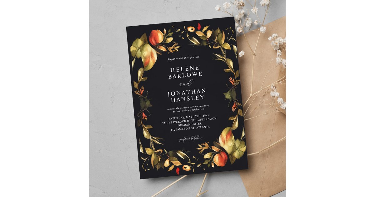 Rustic Floral Terracotta Rust Moody Fall Wedding Invitation | Zazzle