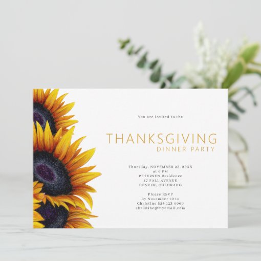 Rustic floral Thanksgiving dinner party Invitation | Zazzle