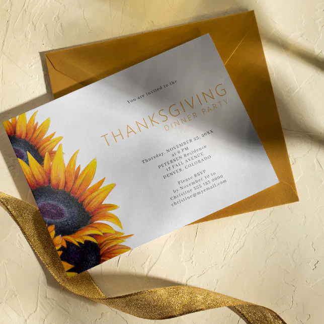 Rustic floral Thanksgiving dinner party Invitation | Zazzle