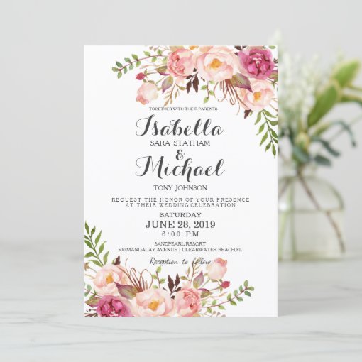 Rustic Floral Wedding Invitation | Zazzle