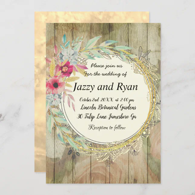 Rustic floral wedding invitation | Zazzle