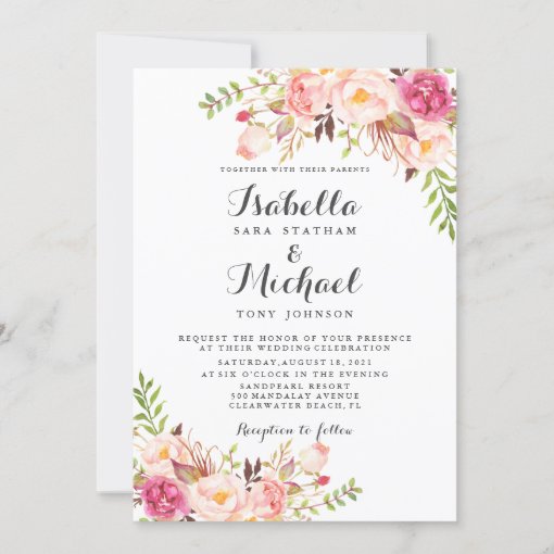 Rustic Floral Wedding Invitation | Zazzle