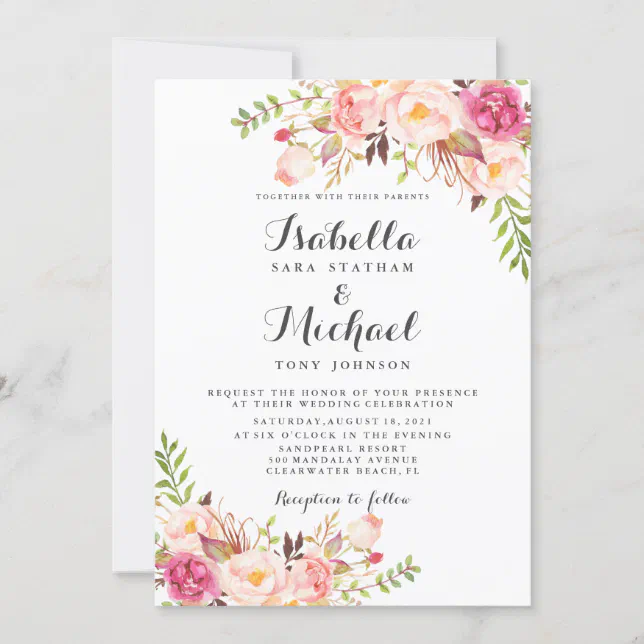 Rustic Floral Wedding Invitation | Zazzle