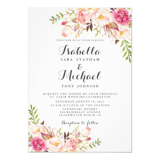 Rustic Floral Wedding Invitation | Zazzle.com