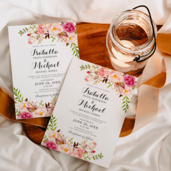 Rustic Floral Wedding Invitation | Zazzle