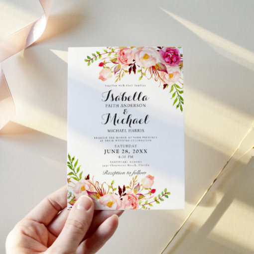 Rustic Floral Wedding Invitation | Zazzle