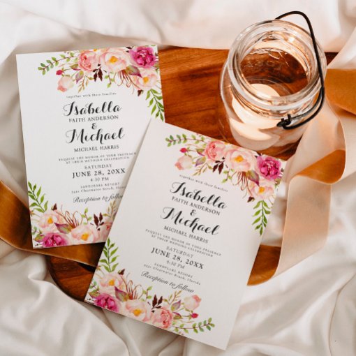Rustic Floral Wedding Invitation | Zazzle