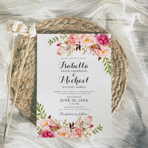 Rustic Floral Wedding Invitation | Zazzle