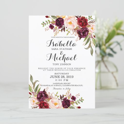 Rustic Floral Wedding Invitation-01 Invitation | Zazzle
